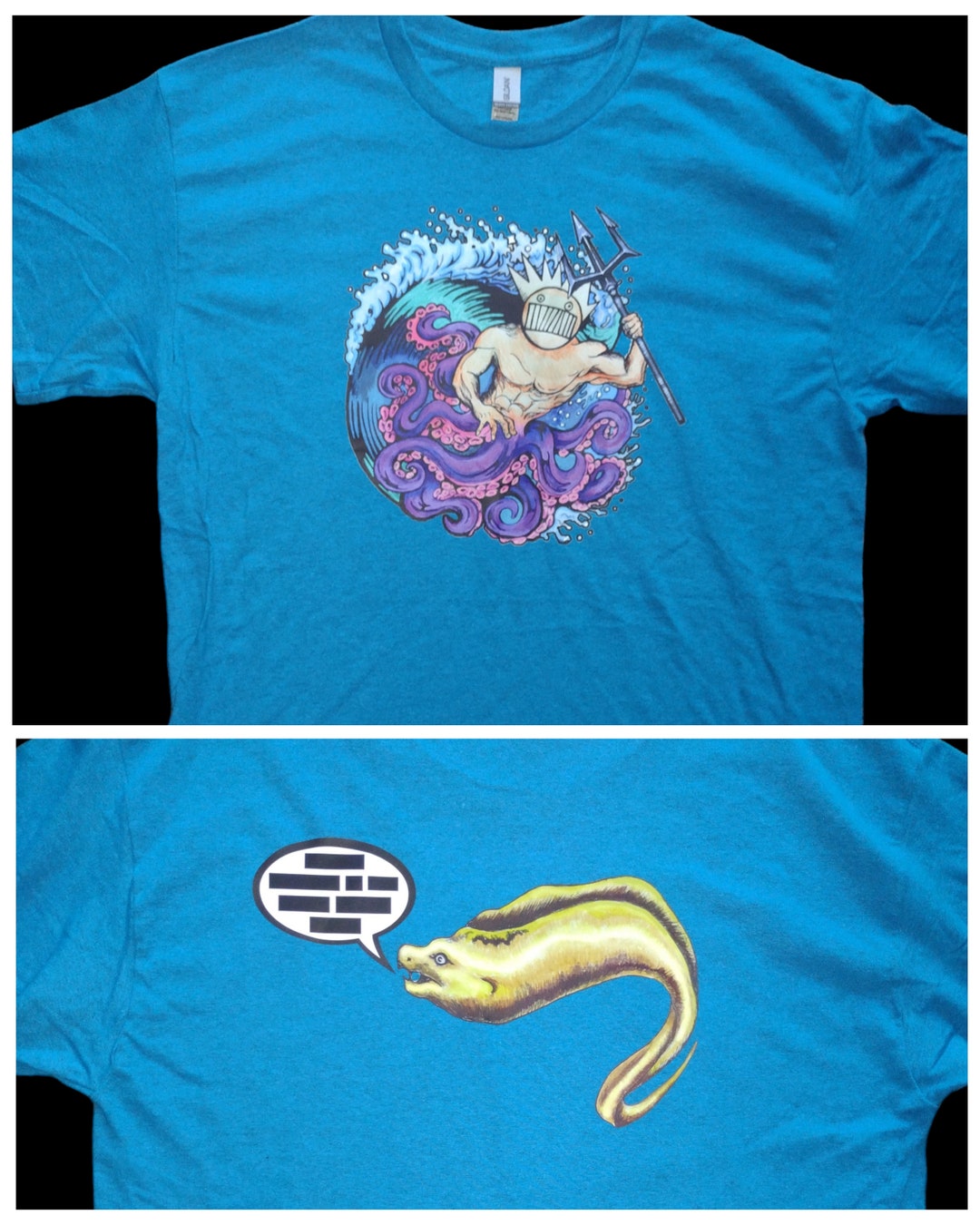 Sea God Boognish With Golden Eel Redacted on the Back Ween T-shirt - Etsy