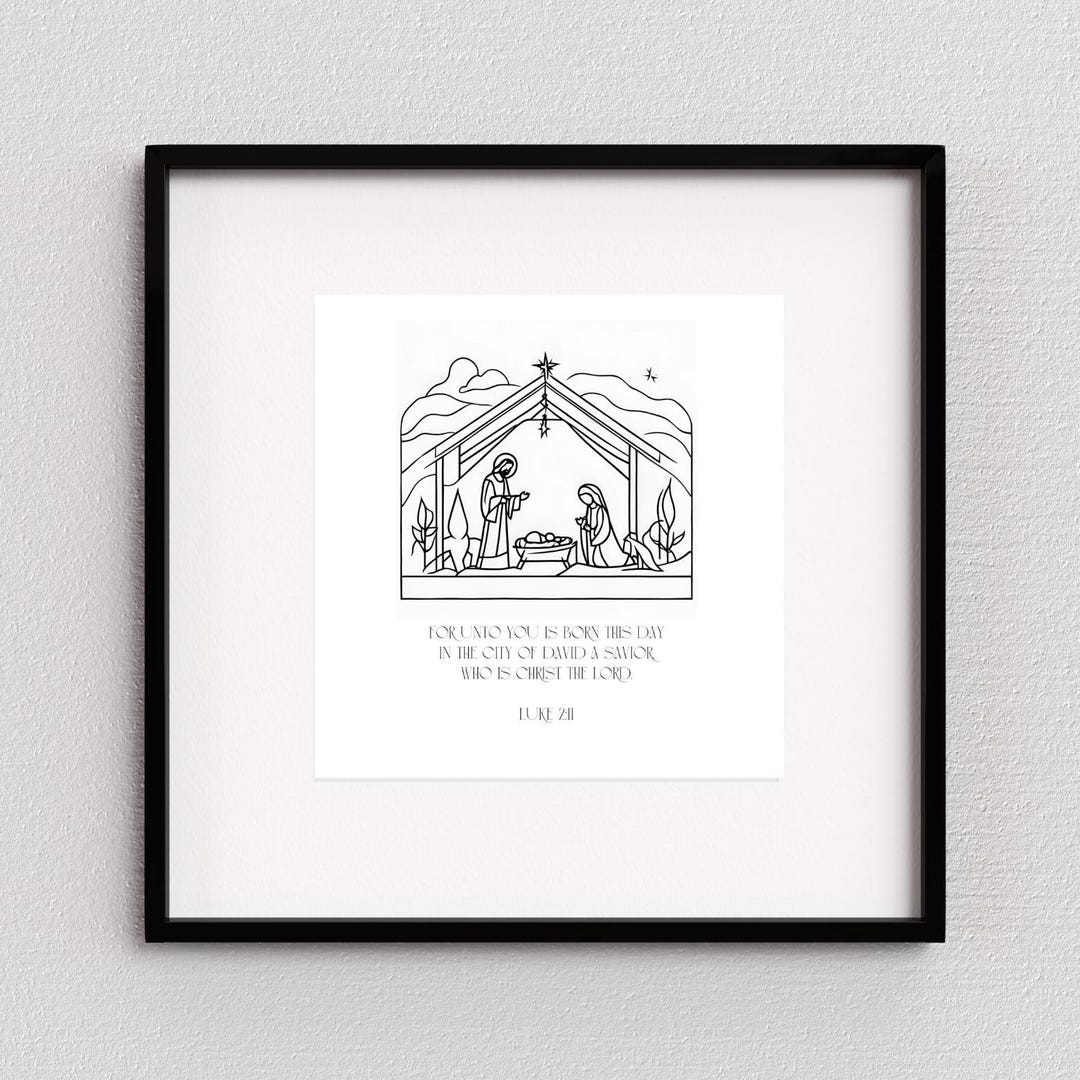 DIGITAL DOWNLOAD - Christmas Nativity Scene Art Print With Scripture - Etsy