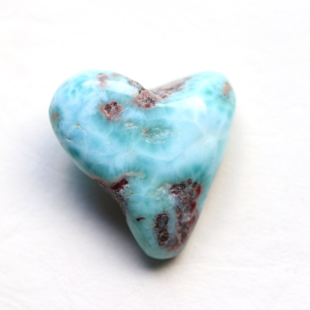 Larimar Crystal With Red Plume Matrix, Atlantis Stone, Tumbled Larimar ...