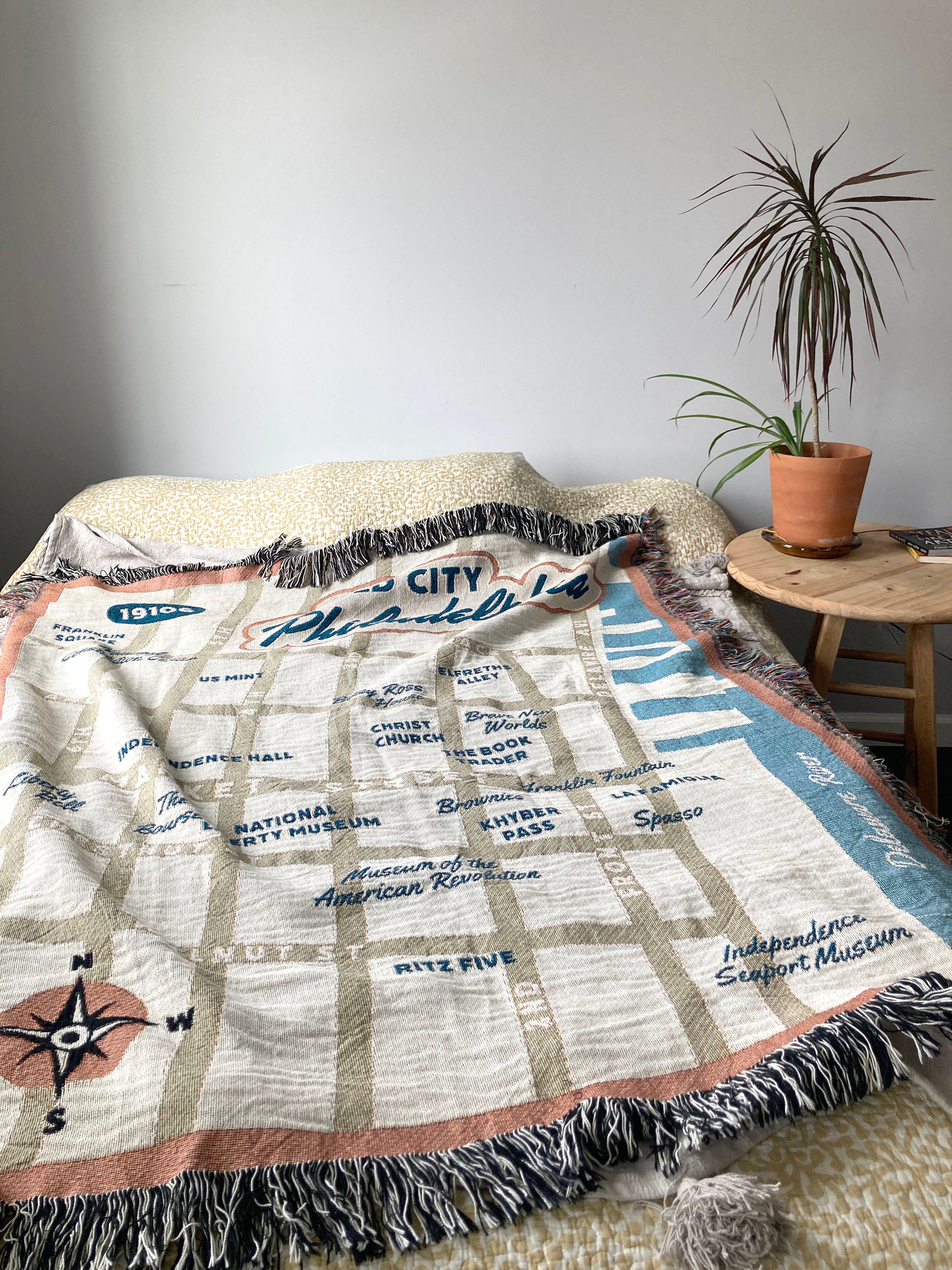 PHILLY MAP BLANKET, Woven Throw Blanket, Cotton Throw Blanket, Throw ...