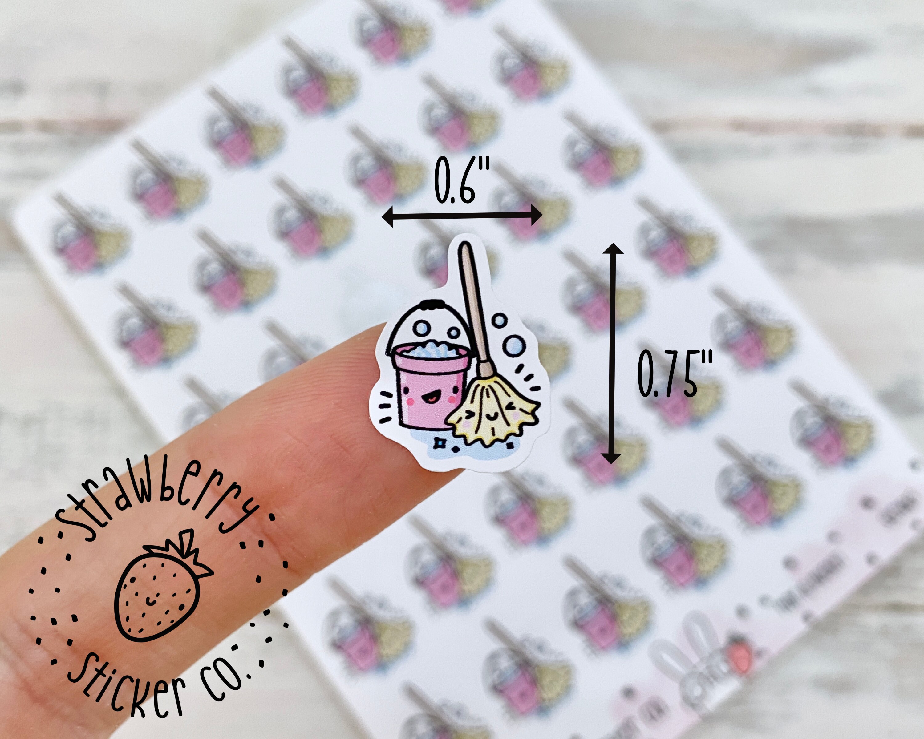 36 Cute Mop and Bucket Kawaii Planner Stickers SSC1063 - Etsy