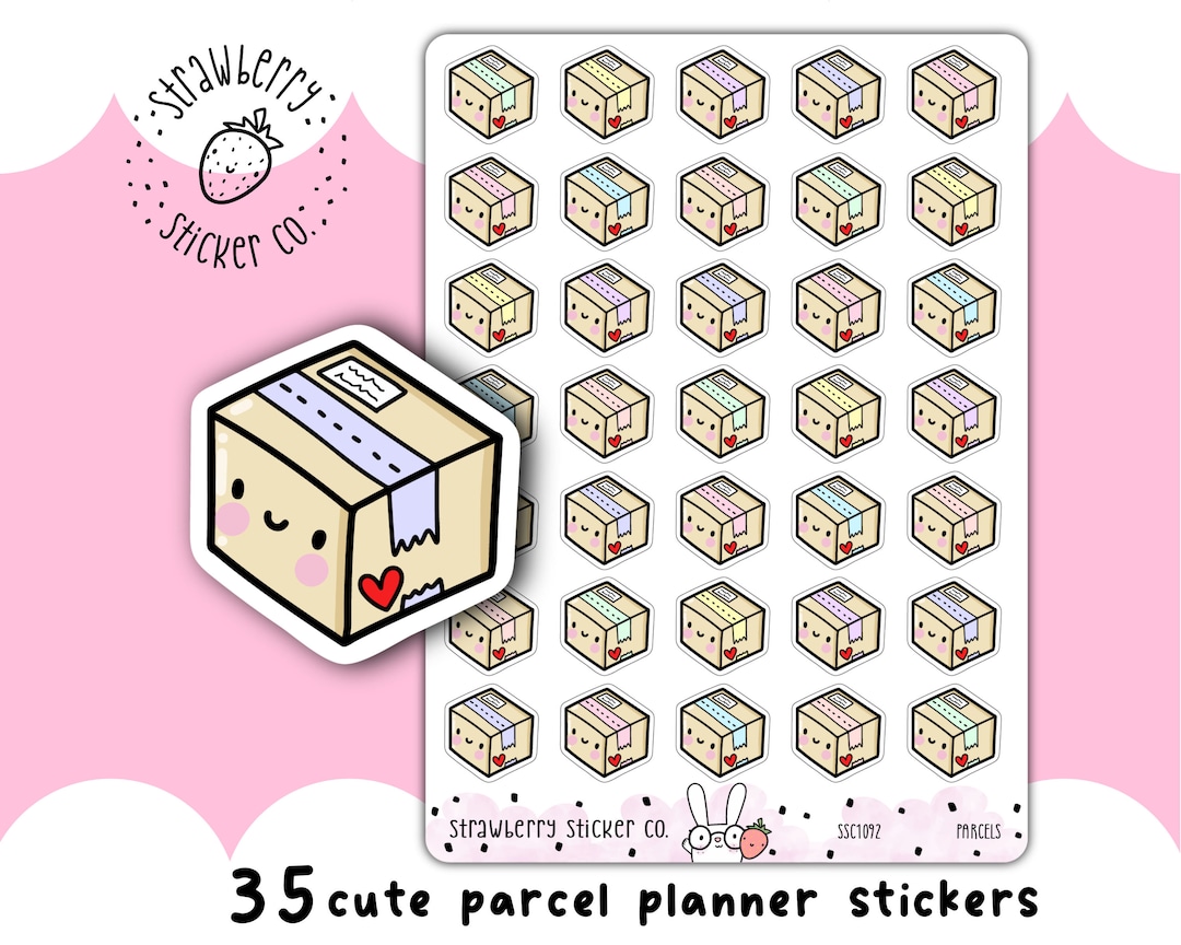 Cute Parcel Stickers - Kawaii Pastel Planner Sticker Sheet SSC1092 - Etsy