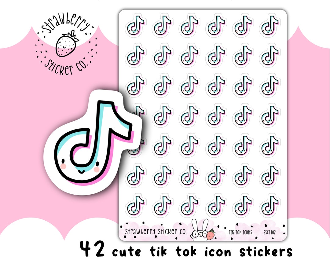 42 Cute Tik Tok Icons Planner Stickers Kawaii Style SSC1102 - Etsy