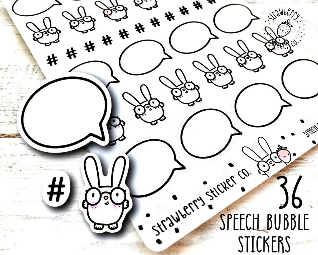 36 Bunny Speech Bubbles Cute Kawaii Planner Stickers SSC0068 - Etsy