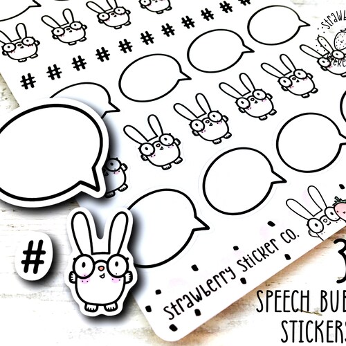 36 Bunny Thought Clouds Cute Kawaii Planner Stickers SSC0067 - Etsy UK