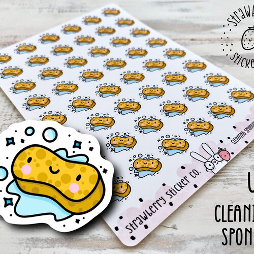 30 Cute Cleaning Icons Sampler Sheet Kawaii Planner Stickers | Etsy