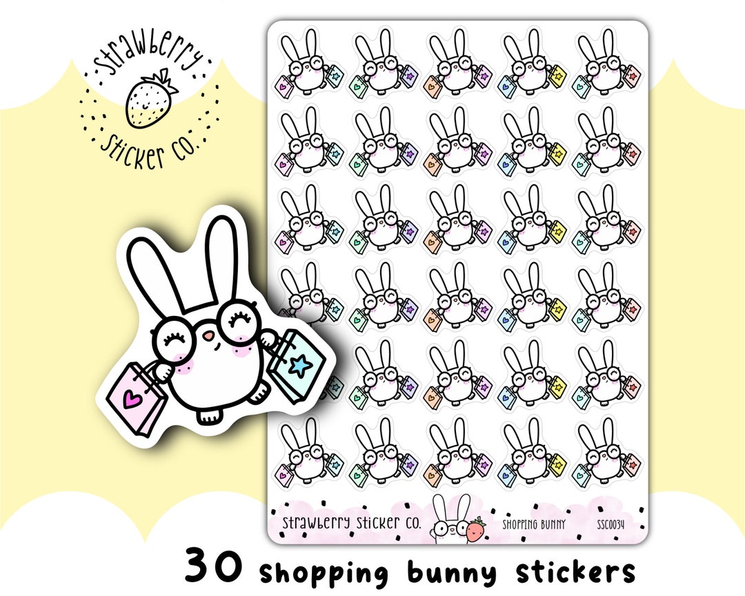 30 Shopping Bunny Cute Kawaii Planner Stickers SSC0034 - Etsy