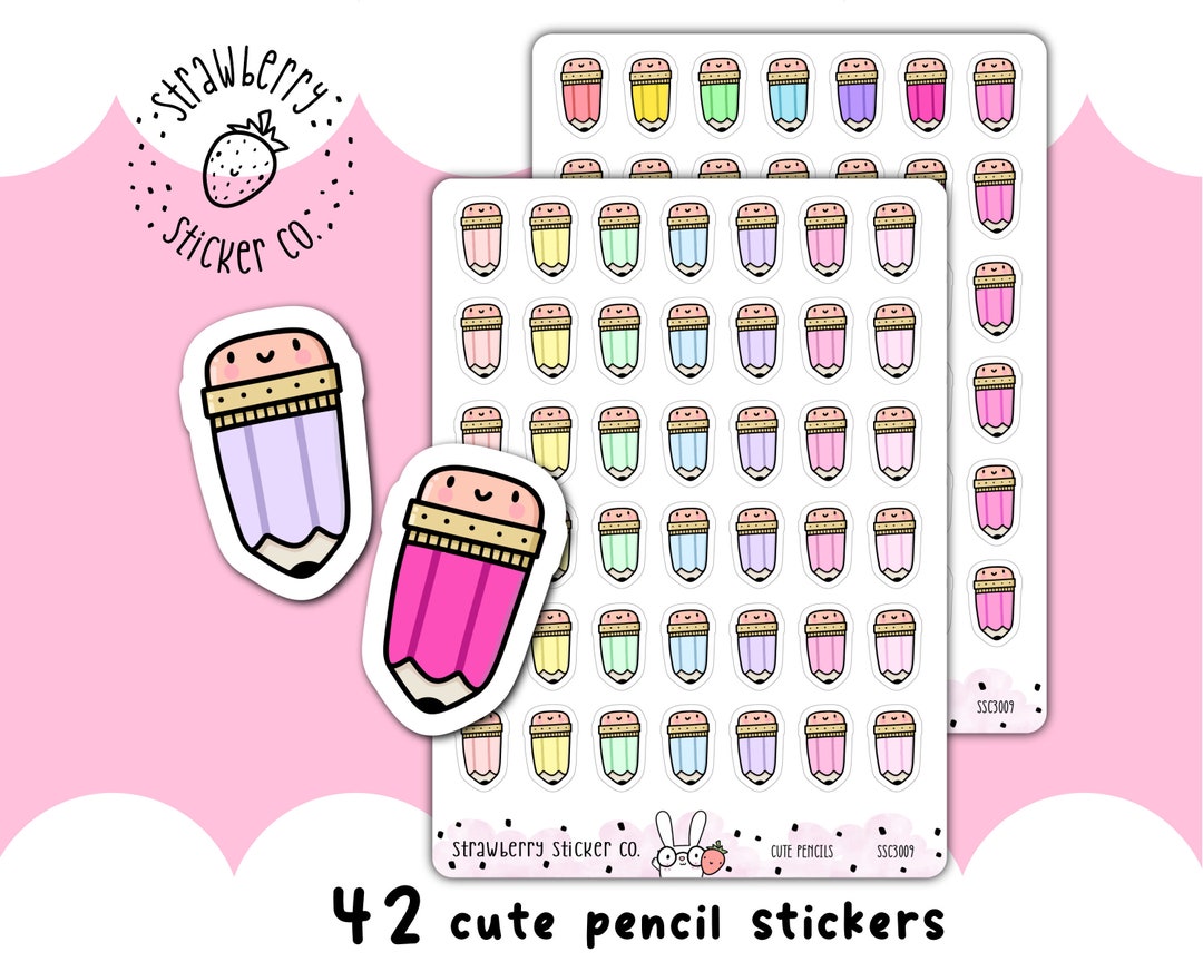 42 Cute Pencil Stickers - Planner Sticker Sheet SSC3009 - Etsy