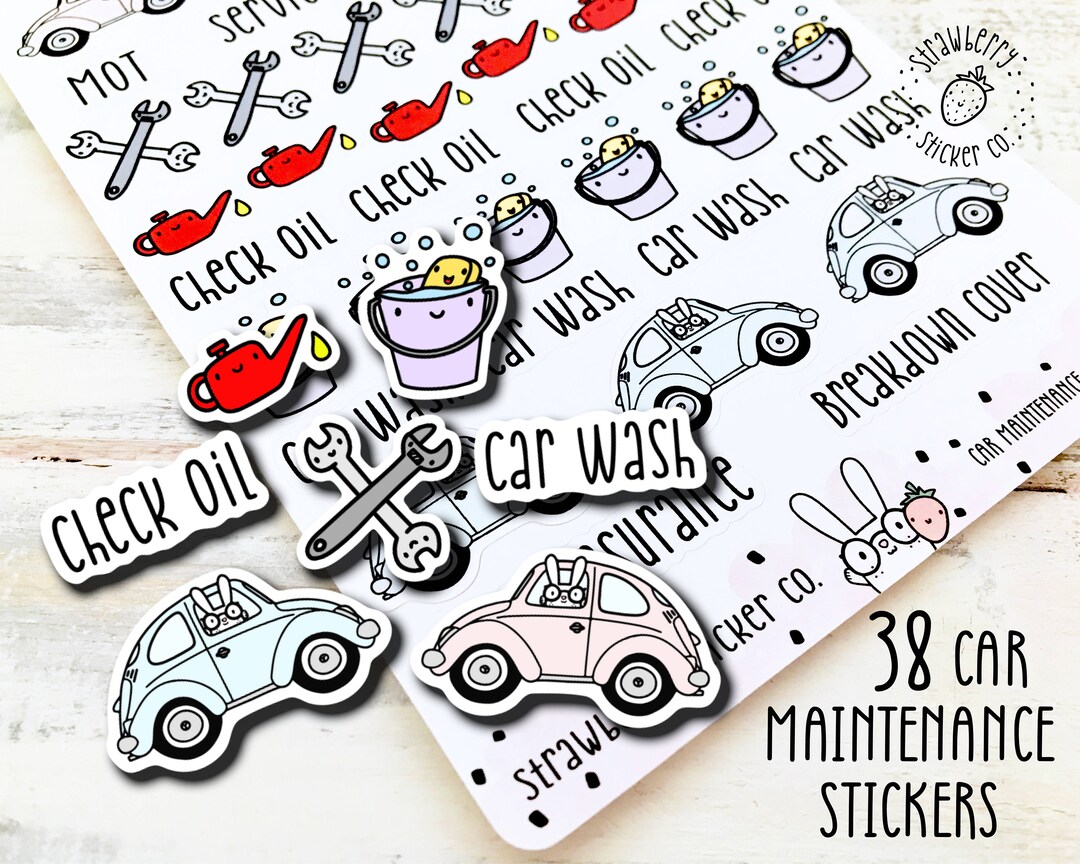 38 Car Maintenance Kawaii Cute Planner Stickers SSC0006 - Etsy