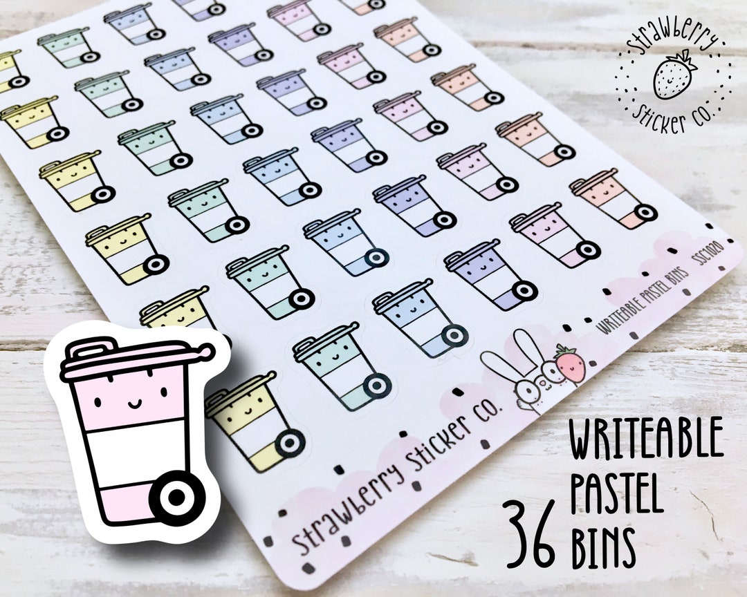 36 Cute Writeable Pastel Bin Planner Stickers SSC1020 - Etsy
