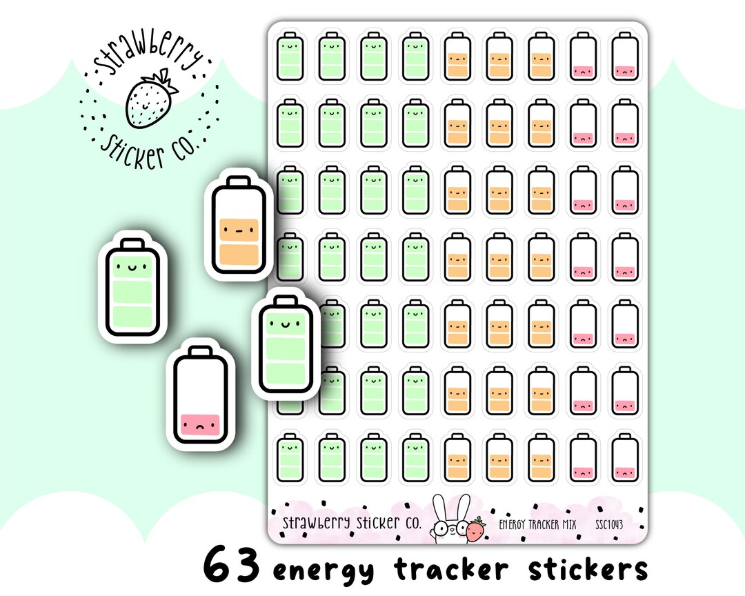 63 Cute Energy Tracker Planner Stickers SSC1043 - Etsy