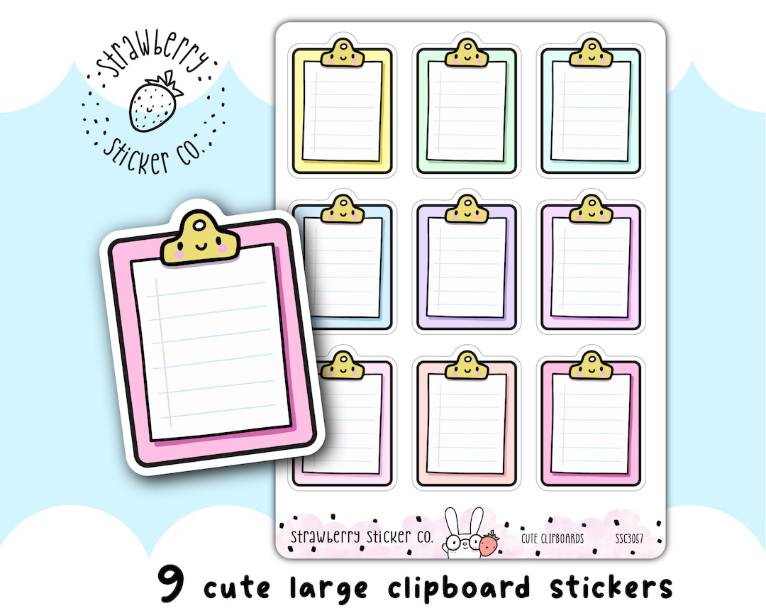 Cute Large Clipboard Stickers - Planner Sticker Sheet SSC3057 - Etsy