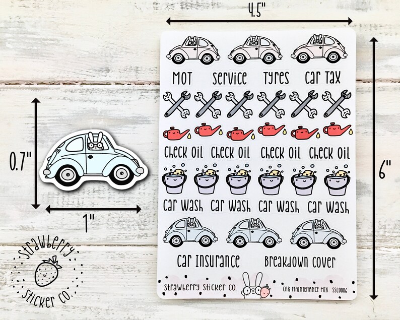 38 Car Maintenance Kawaii Cute Planner Stickers SSC0006 - Etsy UK