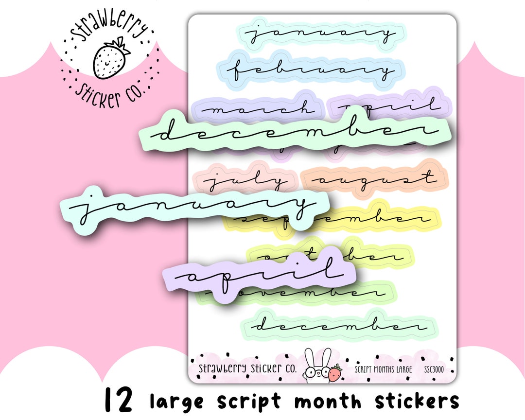 12 Large Monthly Header Bullet Journal Planner Stickers Pastel SSC3000 ...