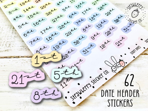 62 Date Headers Pastel Script Font SSC3003 Bullet Journal | Etsy