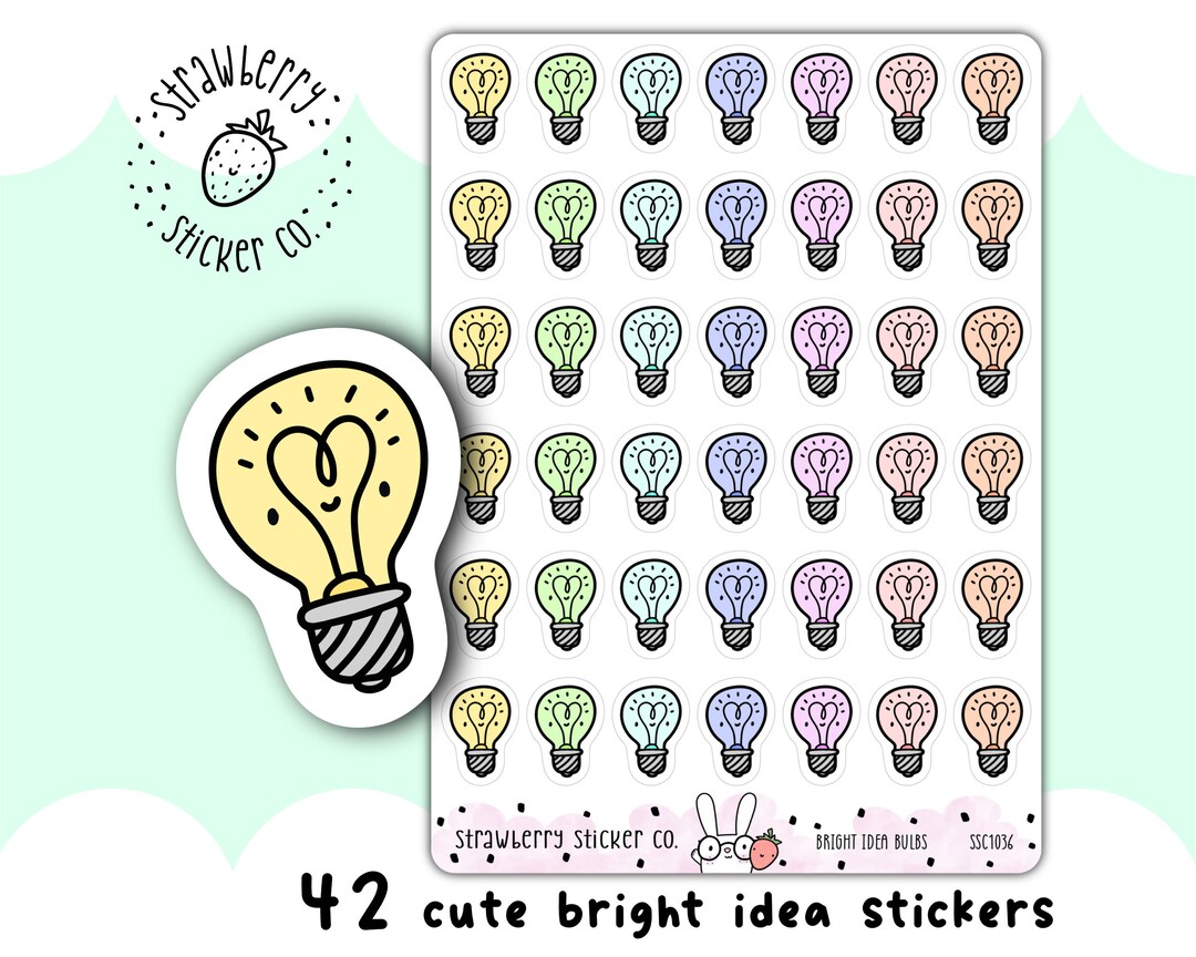 42 Bright Idea Bulb Planner Stickers Cute Kawaii SSC1036 - Etsy