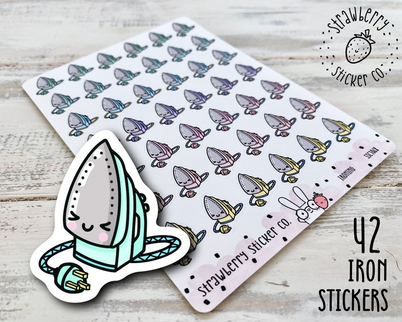 42 Cute Ironing Kawaii Planner Stickers SSC1068 | Etsy