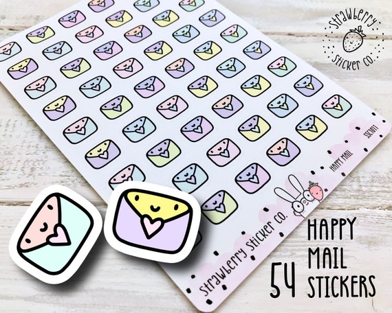 54 Cute Pastel Happy Mail Planner Stickers SSC1011 | Etsy
