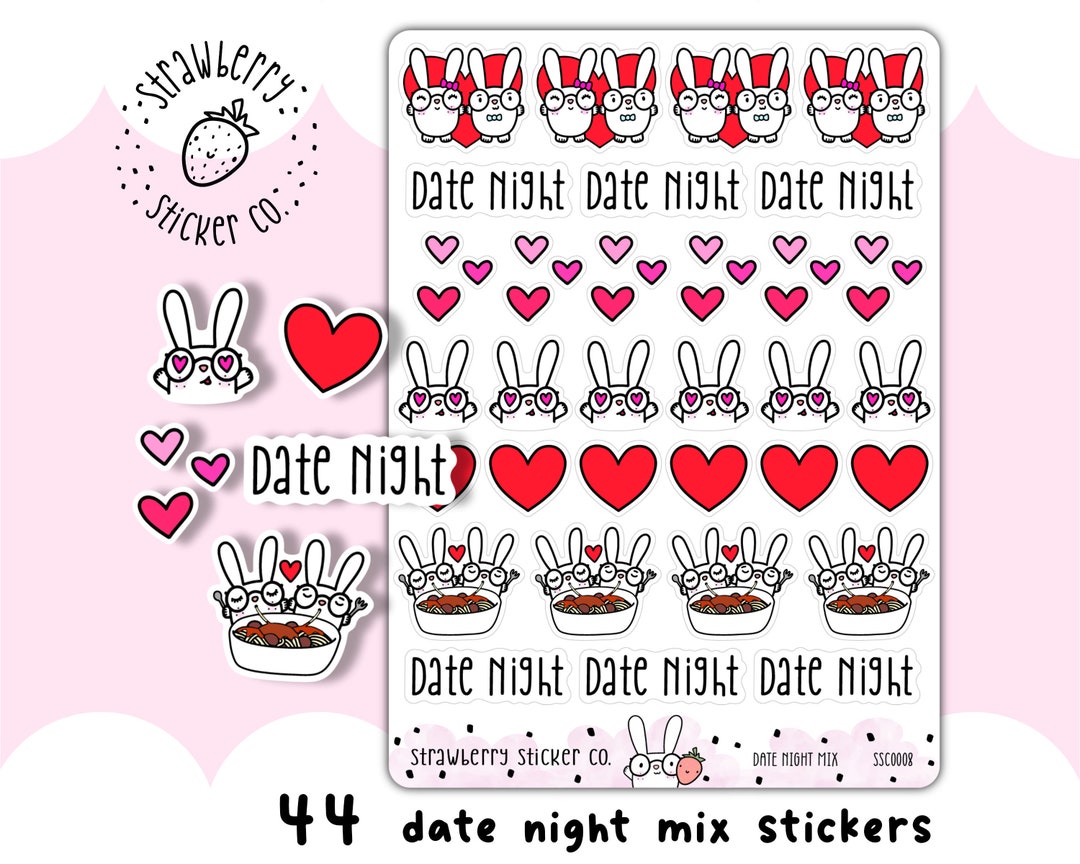 44 Date Night Kawaii Cute Planner Stickers SSC0008 - Etsy