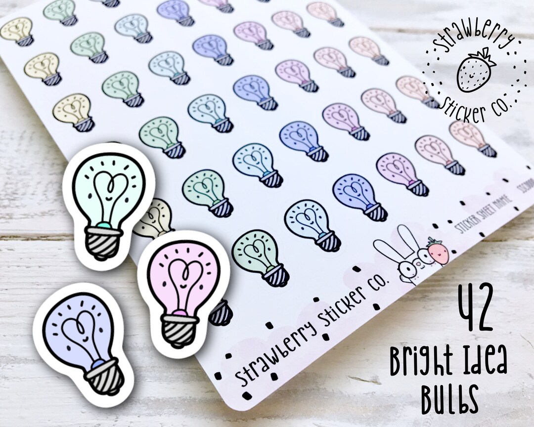 42 Bright Idea Bulb Planner Stickers Cute Kawaii SSC1036 - Etsy UK