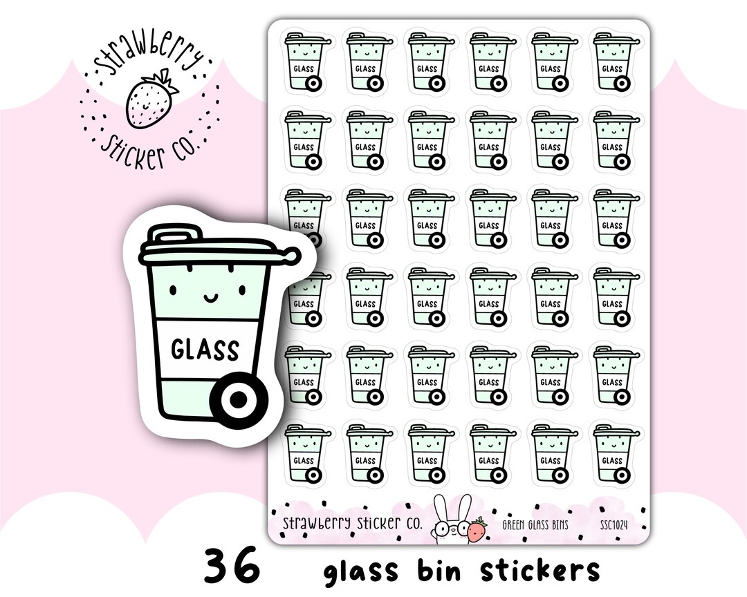 36 Cute Green Glass Wheelie Bin Planner Stickers SSC1024 - Etsy New Zealand