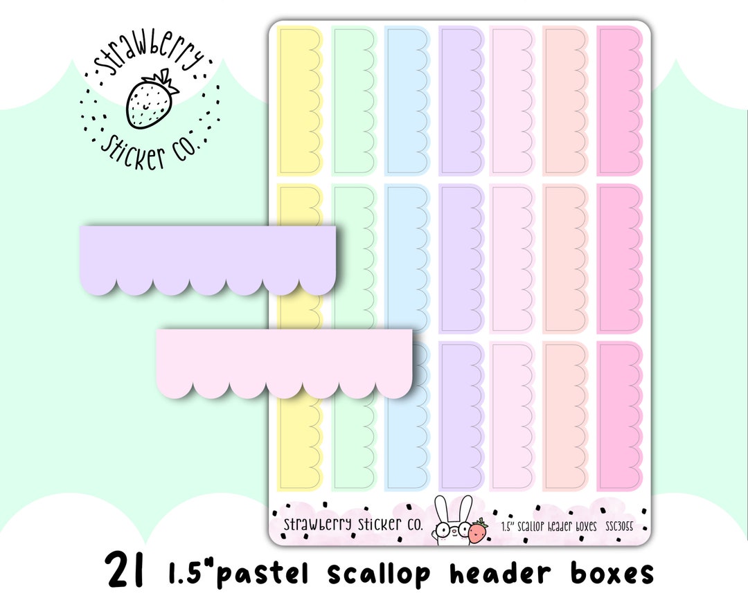 1.5" Pastel Scallop Header Boxes - Planner Sticker Sheet SSC3055 - Etsy