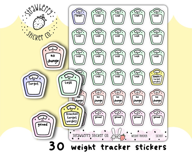 30 Weekly Weight Tracker Scales Planner Stickers Cute Kawaii SSC1037 - Etsy