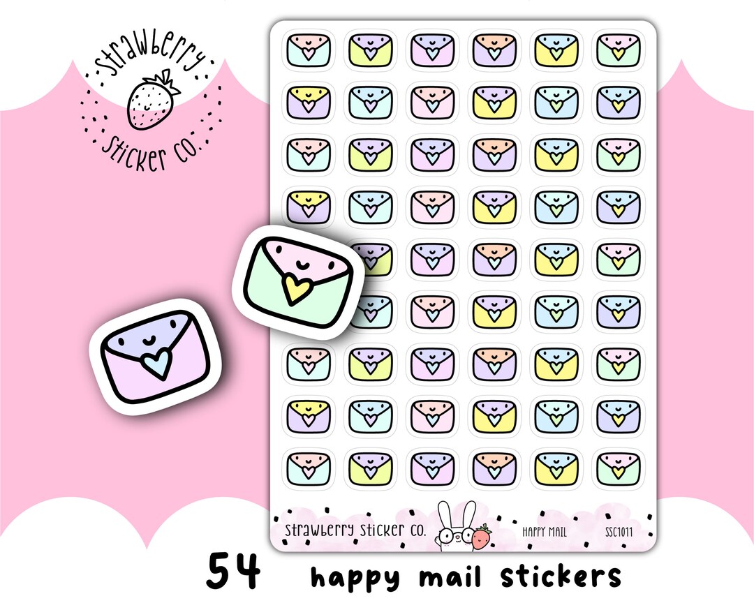 54 Cute Pastel Happy Mail Planner Stickers SSC1011 - Etsy