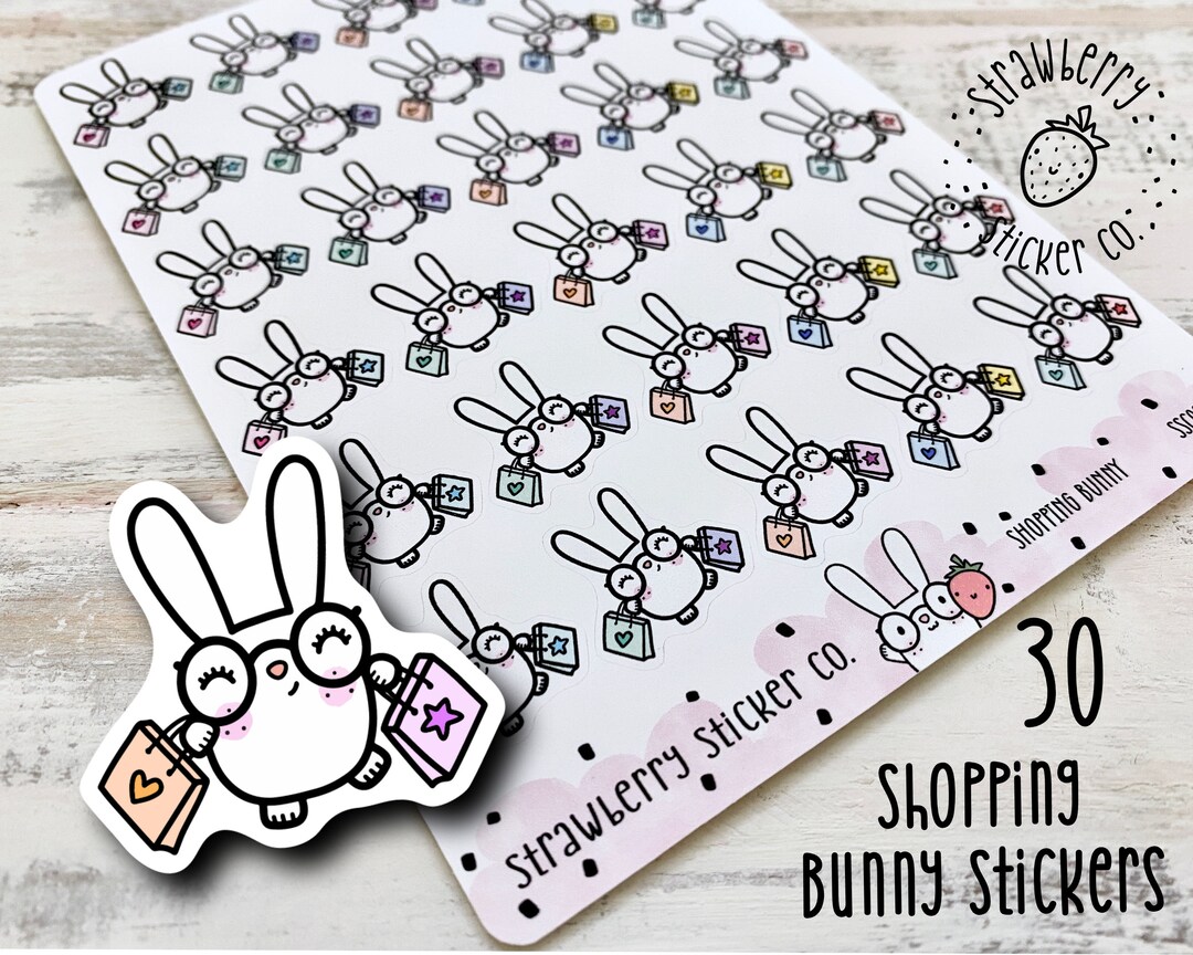 30 Shopping Bunny Cute Kawaii Planner Stickers SSC0034 - Etsy