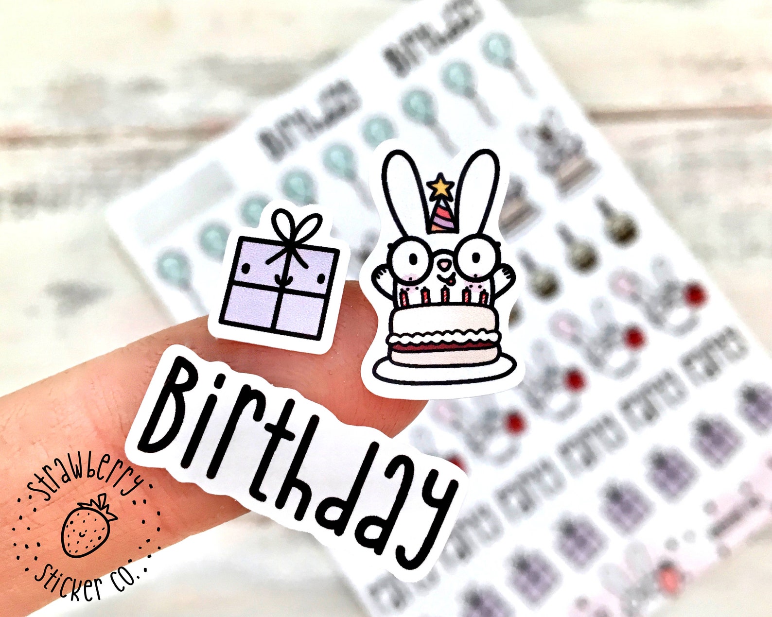 47 Birthday Bunny Mix Cute Kawaii Planner Stickers SSC0001 - Etsy UK