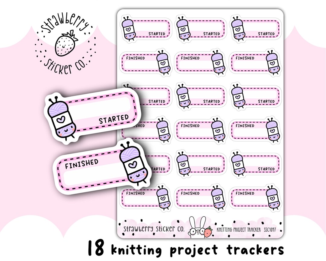 18 Knitting Project Tracker Planner Stickers Kawaii Style SSC1097 - Etsy
