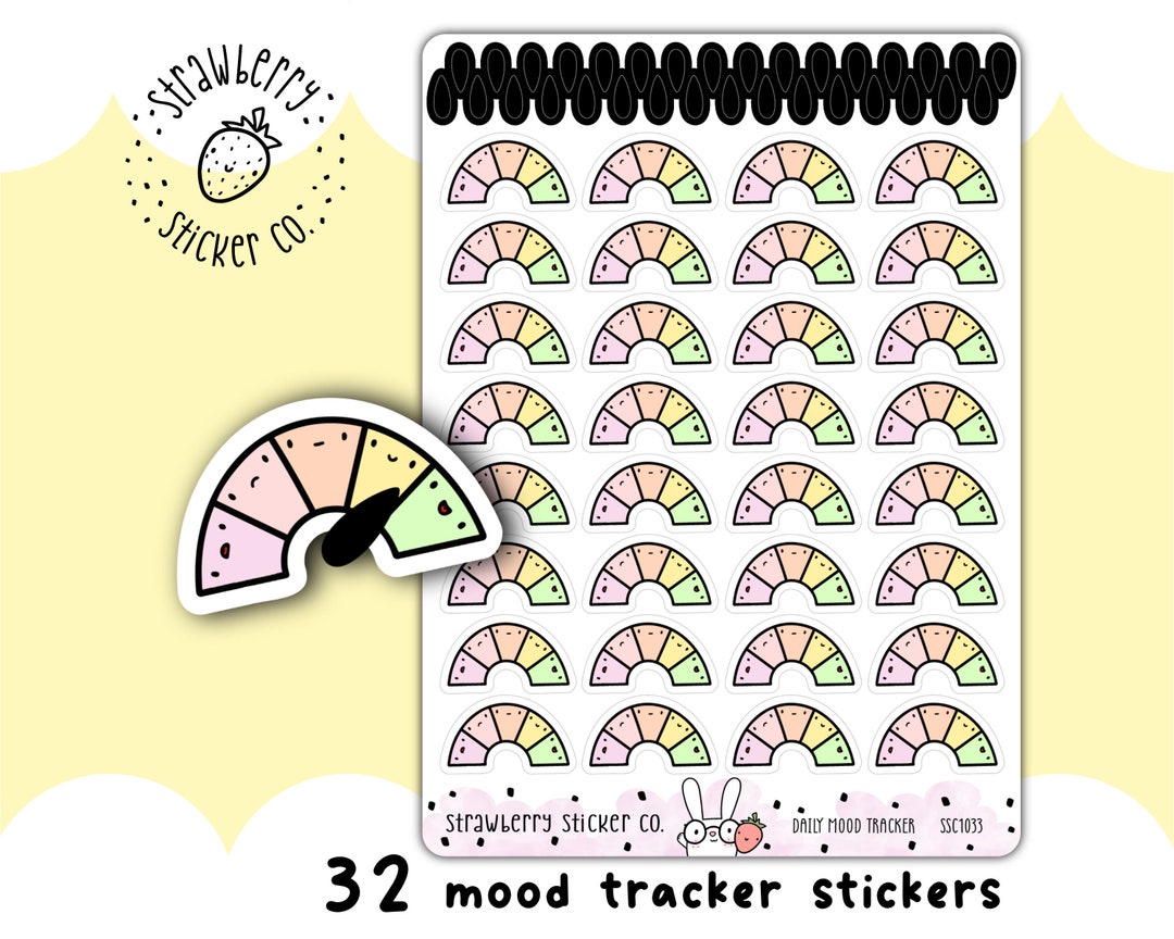 32 Weekly Mood Tracker Planner Stickers Cute Kawaii SSC1033 - Etsy