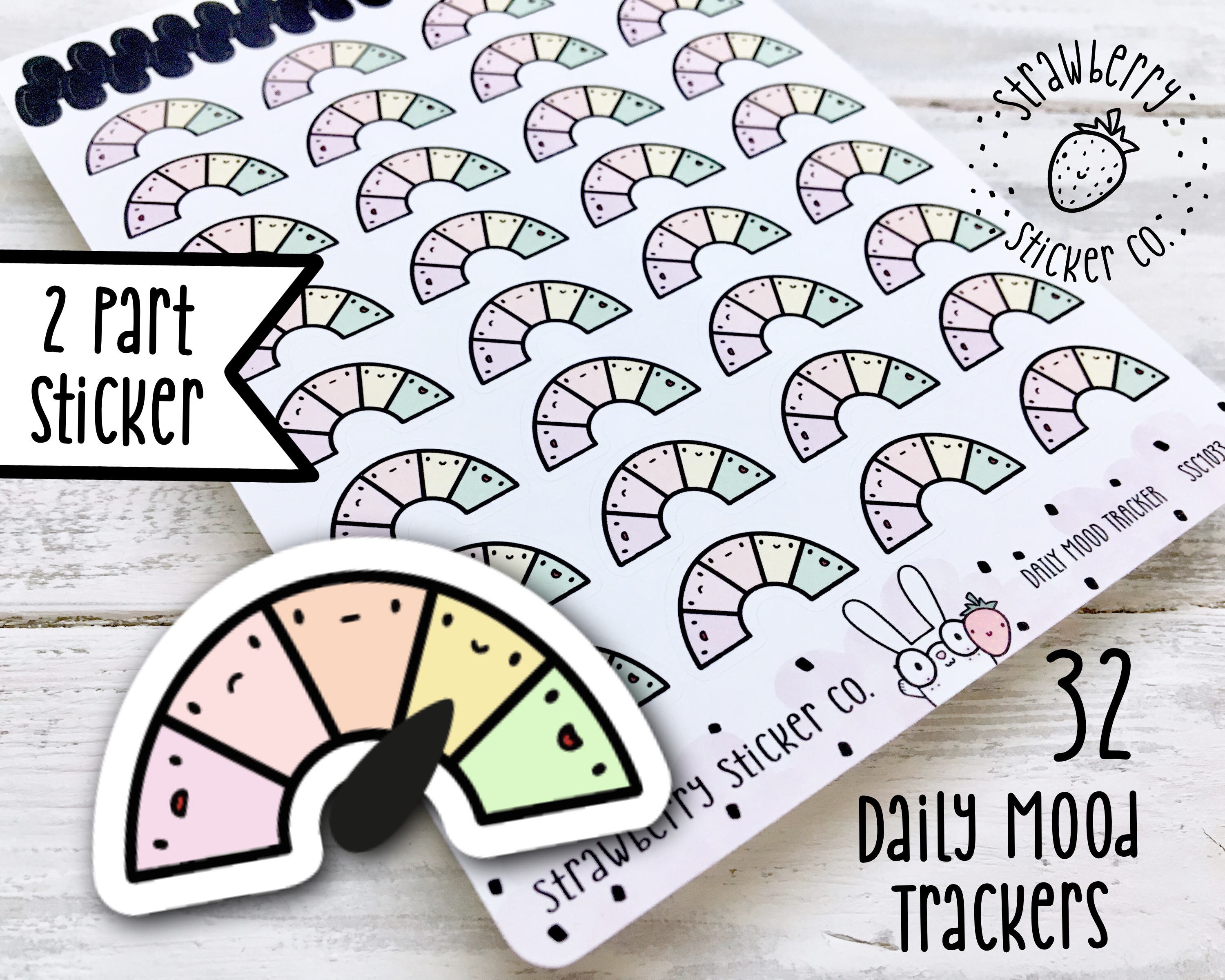 32 Weekly Mood Tracker Planner Stickers Cute Kawaii SSC1033 | Etsy UK