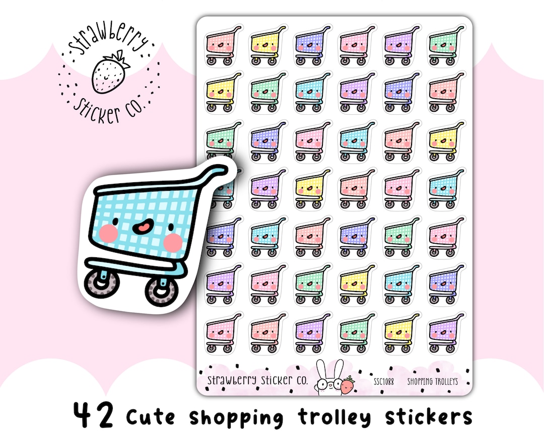Cute Shopping Trolley Kawaii Planner Sticker Sheet SSC1088 - Etsy
