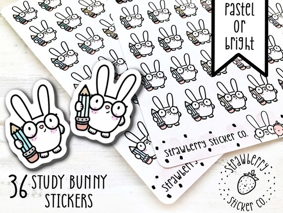36 Study Bunny Cute Kawaii Planner Stickers SSC0064 | Etsy