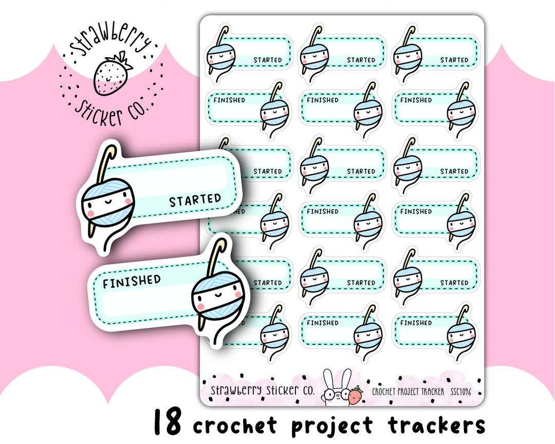 18 Crochet Project Tracker Planner Stickers Kawaii Style SSC1096 - Etsy