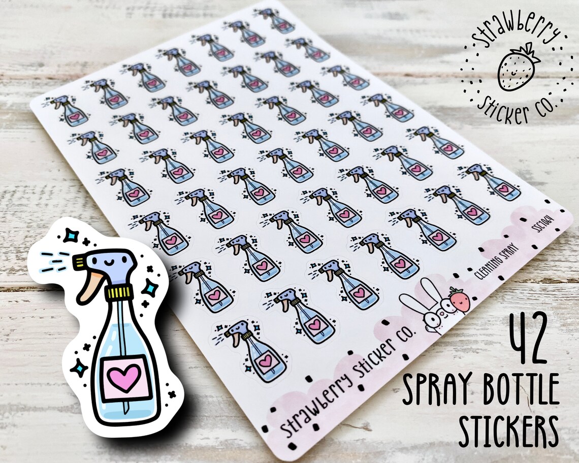 42 Cute Cleaning Spray Bottle Kawaii Planner Stickers SSC1064 - Etsy