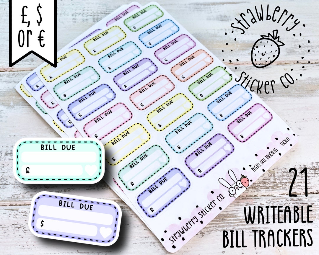 Pastel Bill Tracker Writeable Weekly Cute Planner Stickers SSC3018 - Etsy