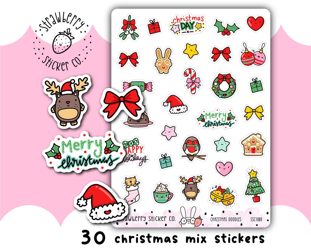 30 Christmas Doodle Kawaii Planner Stickers SSC1080 - Etsy