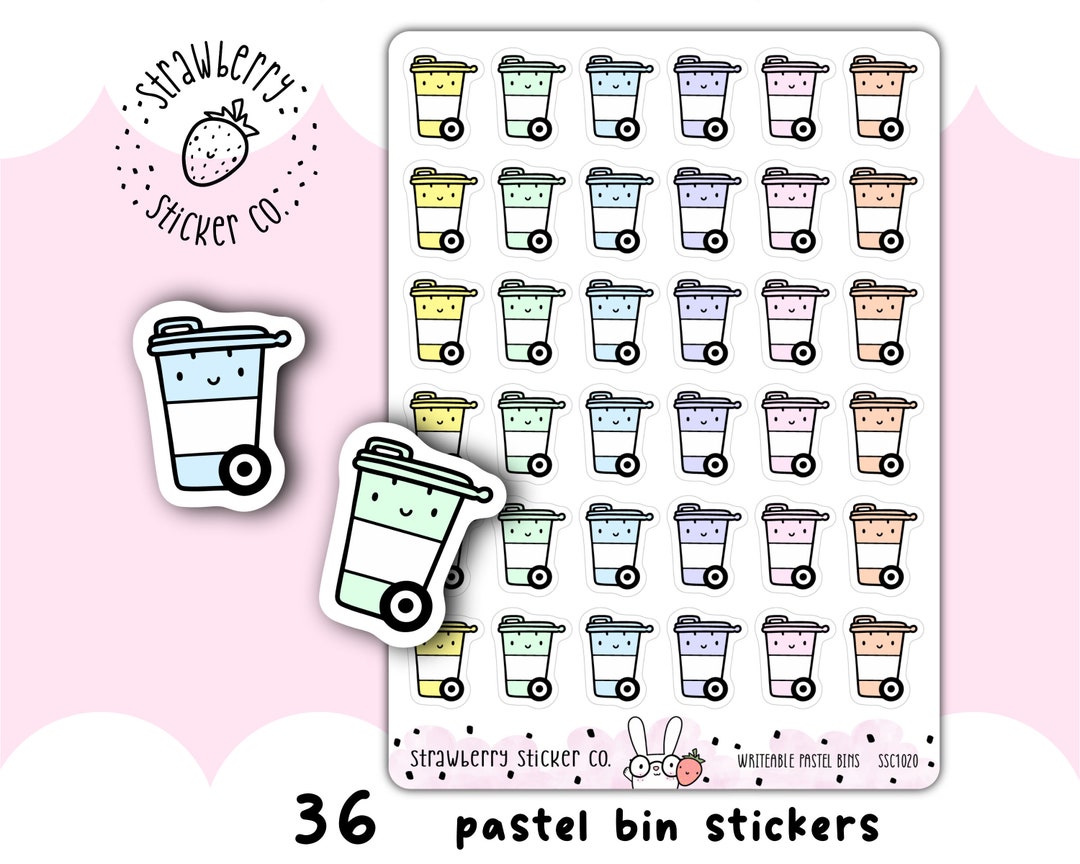 36 Cute Writeable Pastel Bin Planner Stickers SSC1020 - Etsy