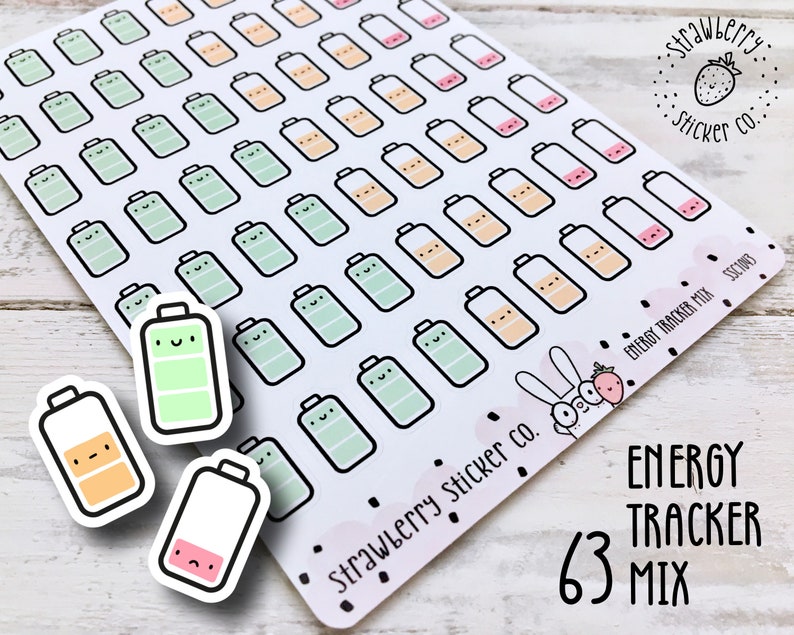 63 Cute Energy Tracker Planner Stickers SSC1043 - Etsy
