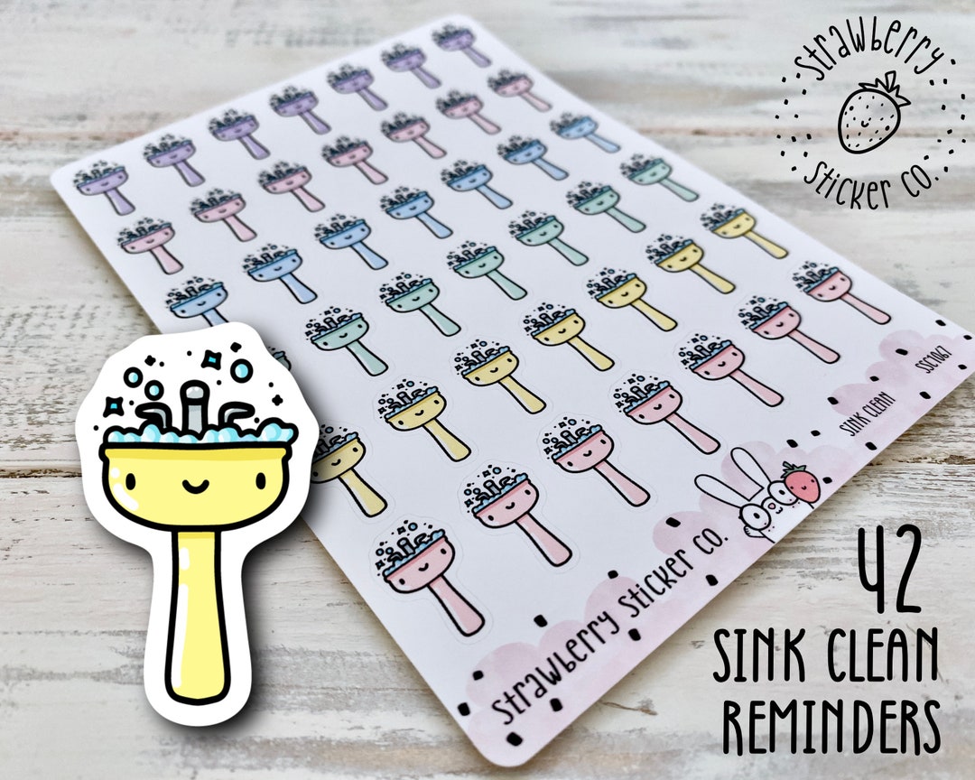 42 Cute Sink Clean Reminder Kawaii Planner Stickers SSC1067 - Etsy UK