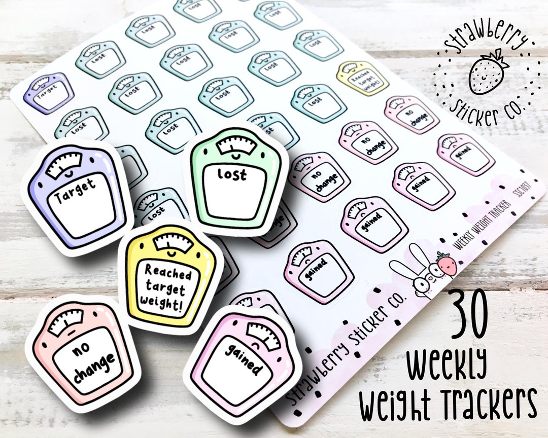 30 Weekly Weight Tracker Scales Planner Stickers Cute Kawaii SSC1037 - Etsy