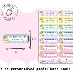 Pastel or Bright Cute Book Name Tags 1.85" - Planner Sticker Sheet ...