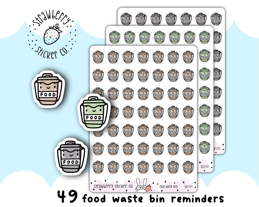36 Cute Food Waste Trash Bin Planner Stickers SSC1111 - Etsy
