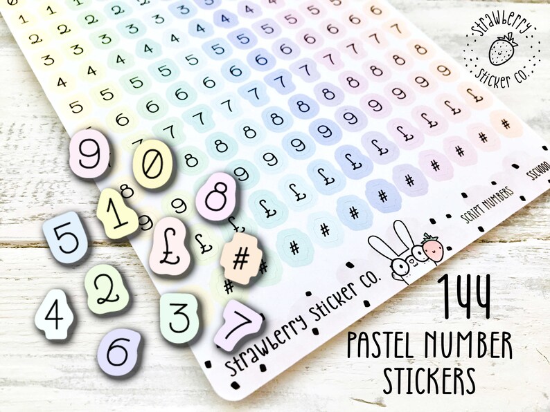 144 Pastel Numbers in Script Font SSC3004 Bullet Journal - Etsy UK