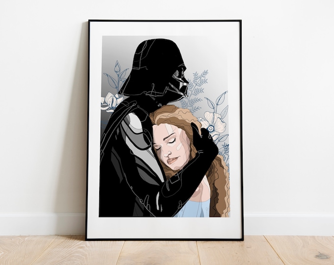 Poster Starwars darth Vader, Padme Amidala Art Print, Illustration, Wall Decor, Digital ...