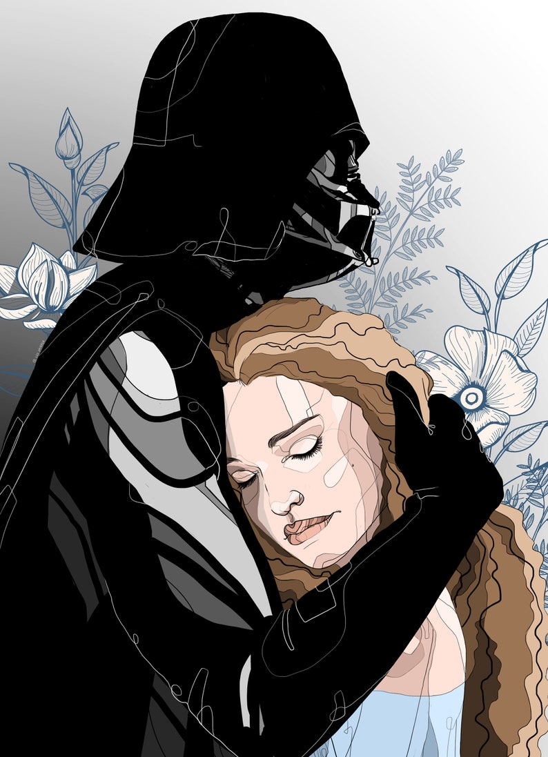 Poster Starwars [darth Vader, Padme Amidala] Art Print, Illustration ...