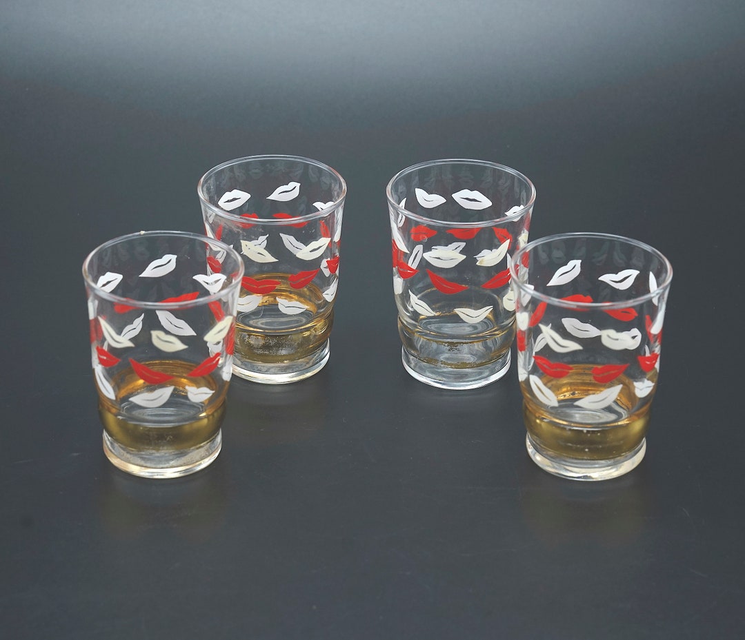 Vintage 1960's Shot Glasses, 1960's Shot Glasses, Lip Print Glasses ...