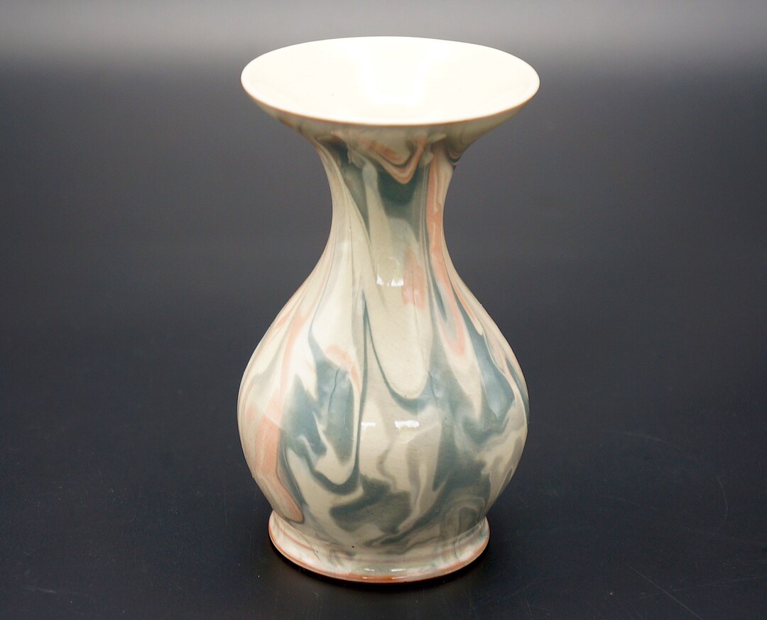 Vintage Pottery Vase, Ceramic Vase, Hand Made Vase, Marbled Vase ...